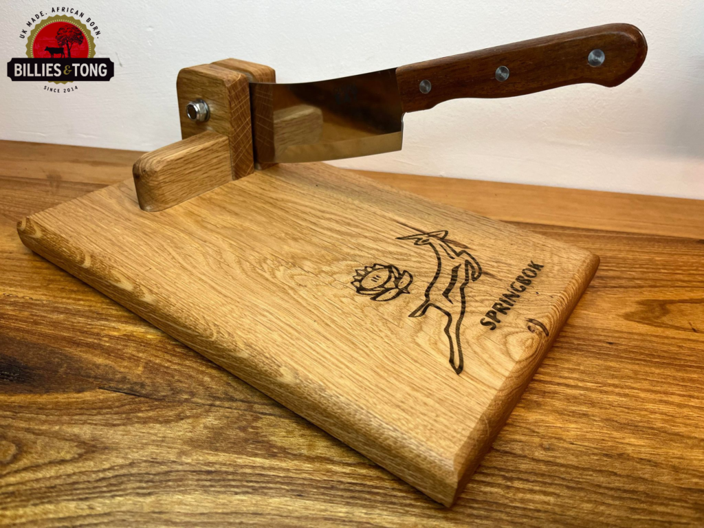 Solid Oak Biltong Cutter - Animal Laser Engraving - Billies and Tong ...